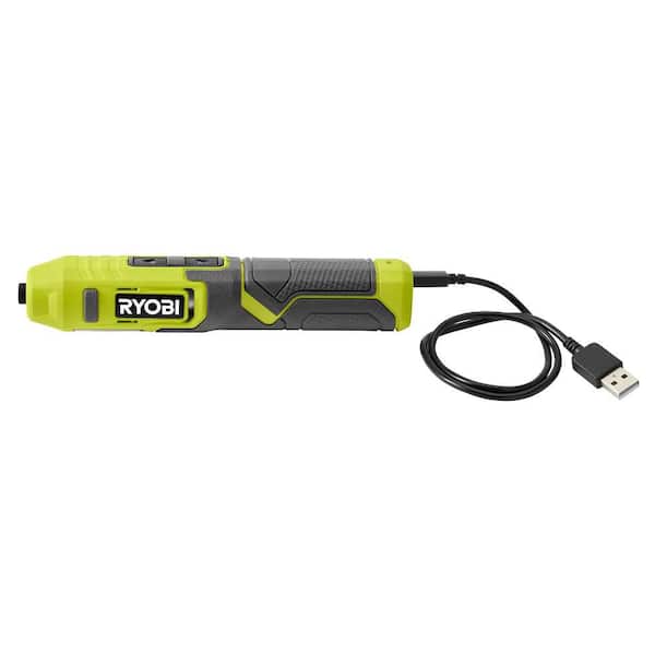 RYOBI 4V Cordless 1/4 in. Screwdriver with Impact Rated Driving Set (40 ...