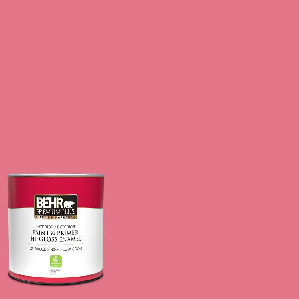 BEHR PREMIUM PLUS 1 qt. #120B-6 Watermelon Pink Hi-Gloss Enamel ...