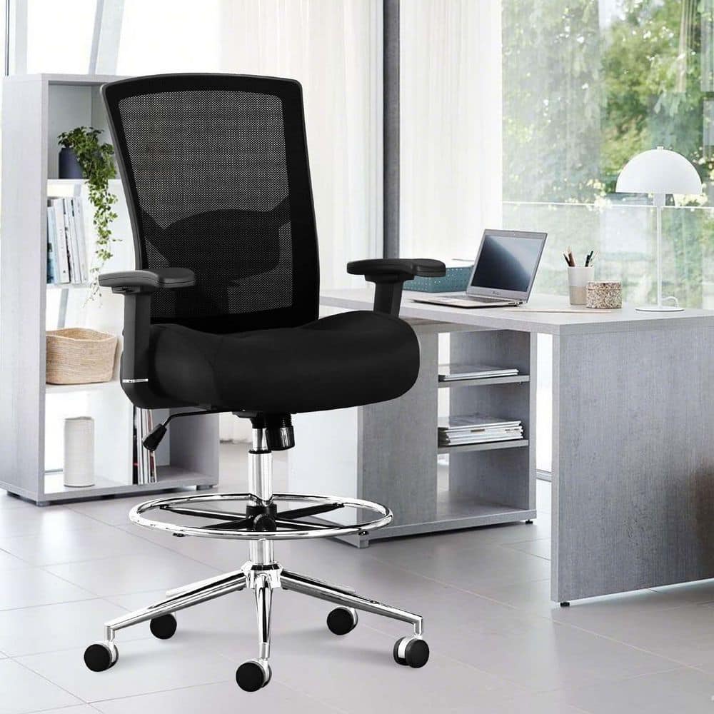 Mesh Adjustable Height Drafting Chair Tall Office Chair Ergonomic Desk ...