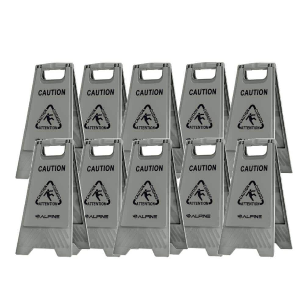 Alpine Industries 24 in. Grey Multi-Lingual Caution Wet Floor Sign (10 ...