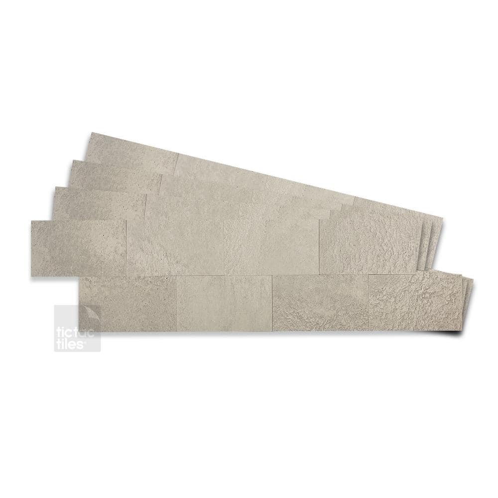 Tic Tac Tiles Concrete Subway 4pcs River Rock 24 in. x 6 in. Other Peel ...