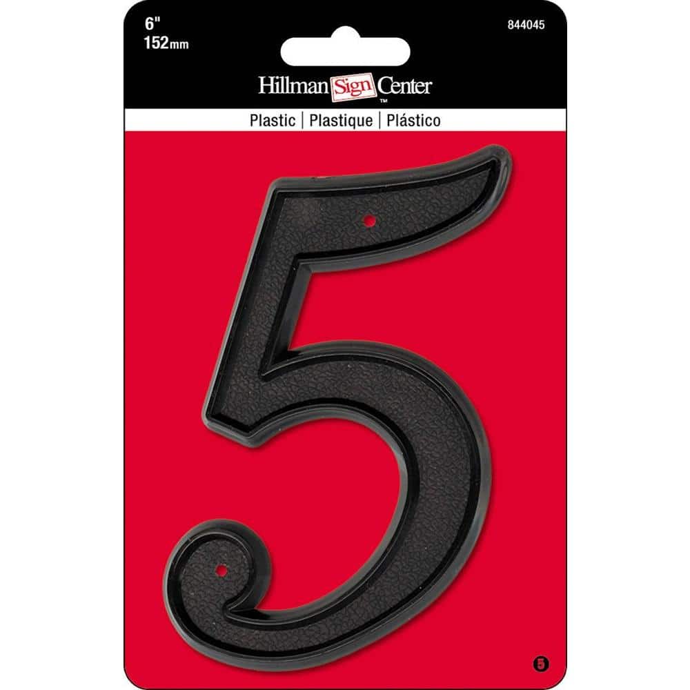 The Hillman Group 5-1/2 in. Black Plastic Number 5 844045 - The Home Depot