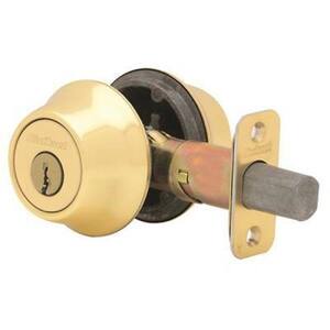 Kwikset Polished Brass Single Cylinder Deadbolt featuring SmartKey ...