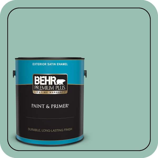 BEHR PREMIUM PLUS 1 gal. #PPU12-07 Spring Stream Satin Enamel Exterior ...