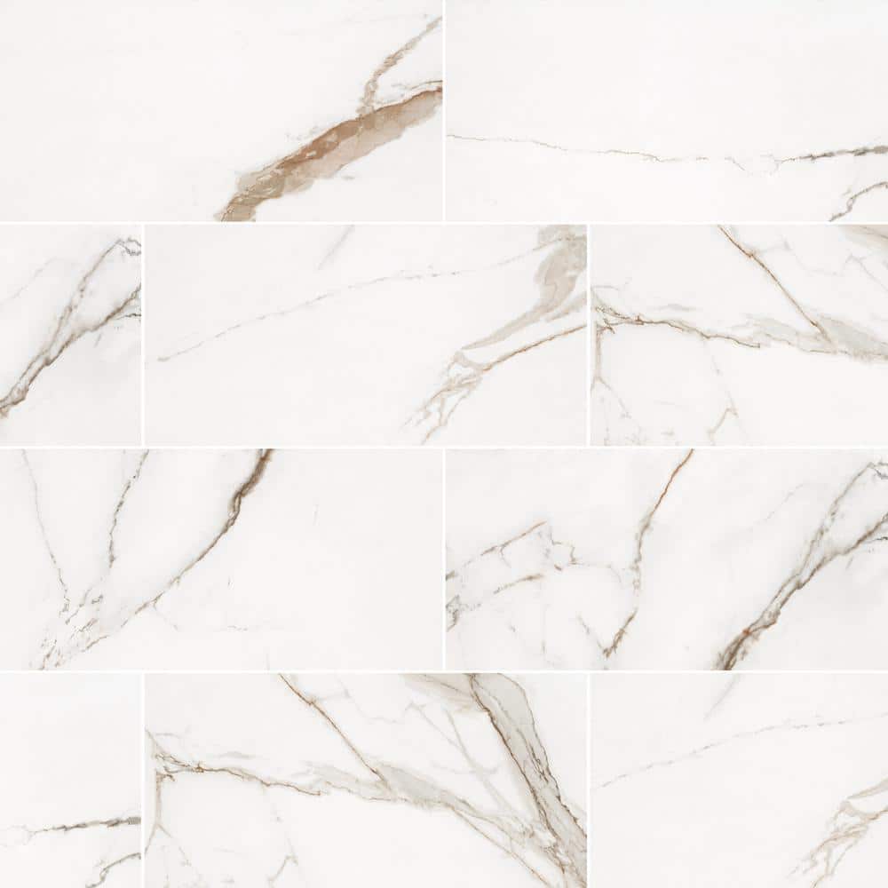 MSI Michella Marbella 12 in. x 24 in. Matte Porcelain Marble Look Floor ...
