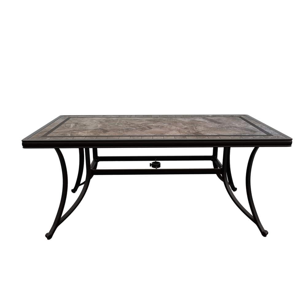 Boyel Living 66 in. Rectangle Aluminum Outdoor Patio Dining Table with ...