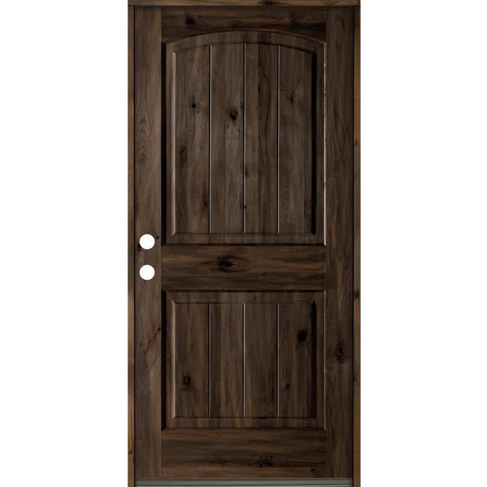 Krosswood Doors 32 in. x 80 in. Rustic Knotty Alder 2 Panel Arch Top V ...