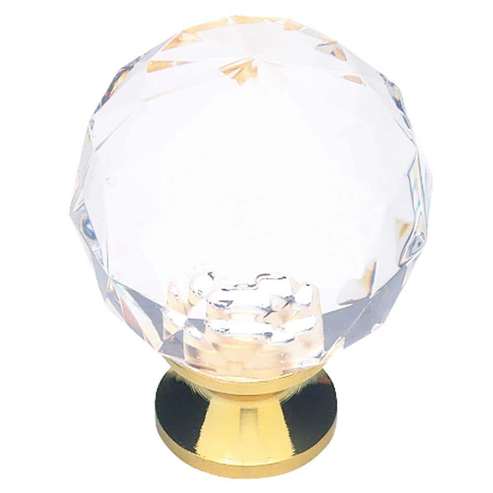 Liberty Acrylic Faceted 1-3/16 in. (30 mm) Crystal and Brass Cabinet ...