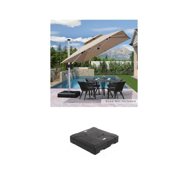 PURPLE LEAF 9 ft. Beige Aluminum Double-Top Cantilever Patio Umbrella ...