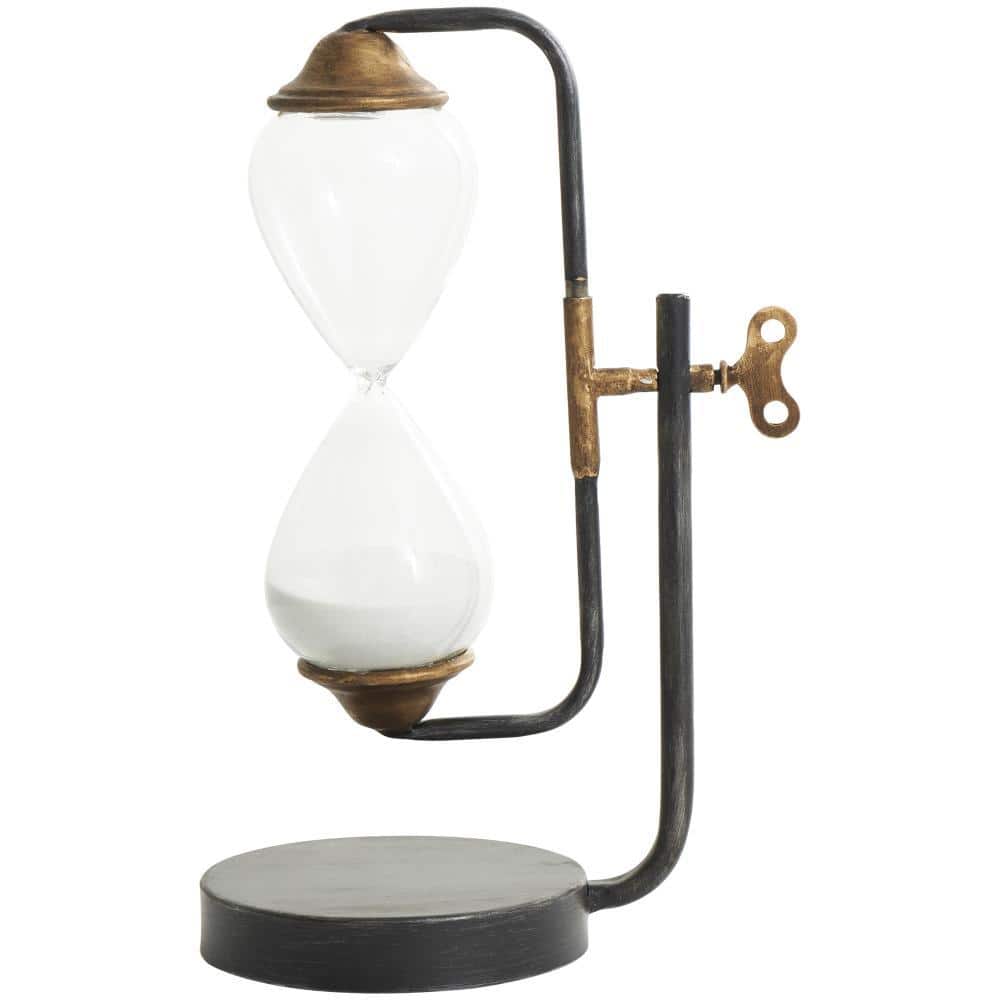 Litton Lane Black Suspended Hourglass Metal Timer with Gold Details ...