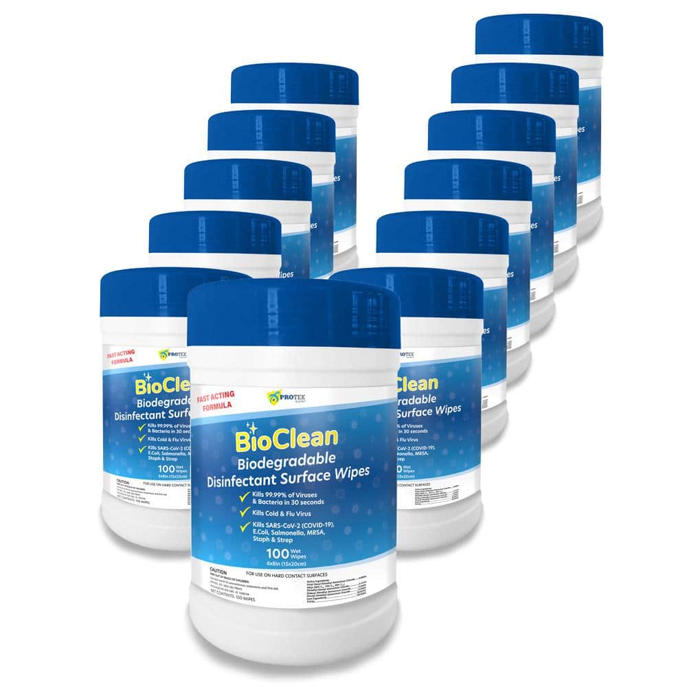 SYMTEK BioClean 100-Count Biodegradable Surface Disinfecting Wipes (12 ...