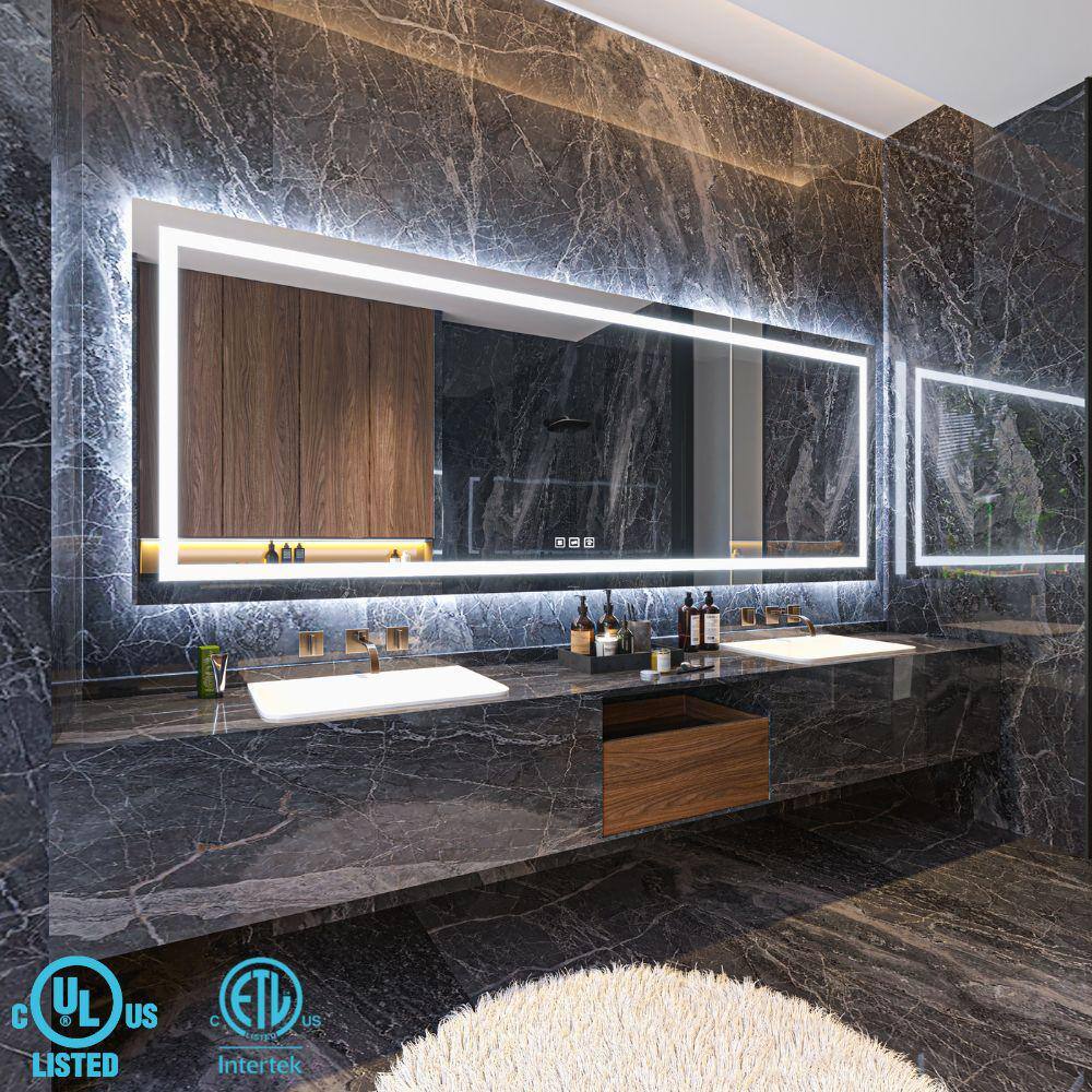 waterpar 110 in. W x 40 in. H Rectangular Frameless Wall Bathroom ...