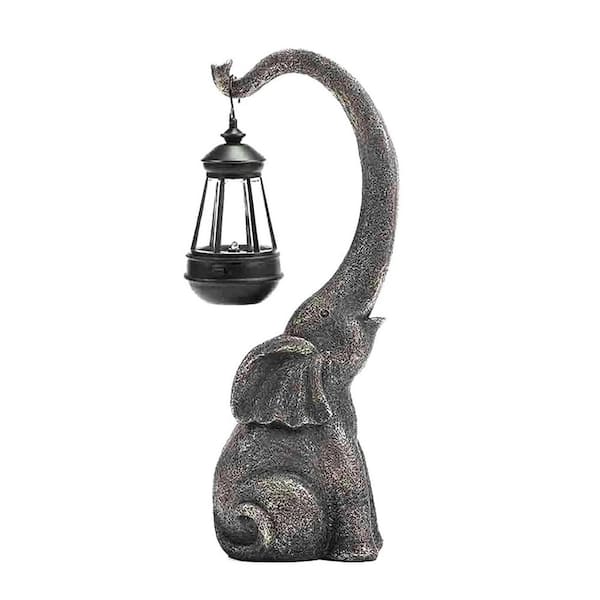 Solar-Powered Elephant Garden Statue Light L096521MPG - The Home Depot
