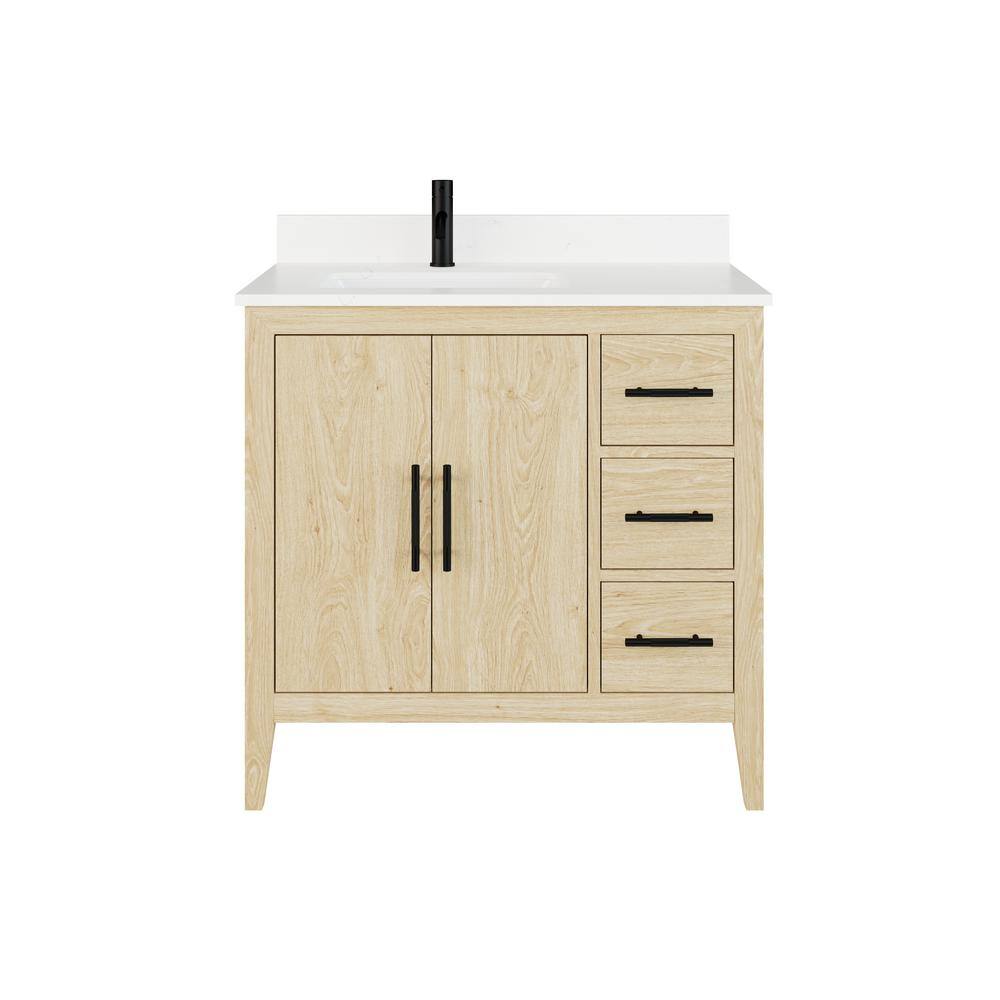 ART BATHE Vienna 36 in. W x 22 in. D Bath Vanity in White Oak Diamond ...