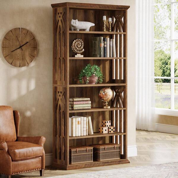 TRIBESIGNS WAY TO ORIGIN Frailey 75 in. Tall Brown Wood 6-Shelf ...