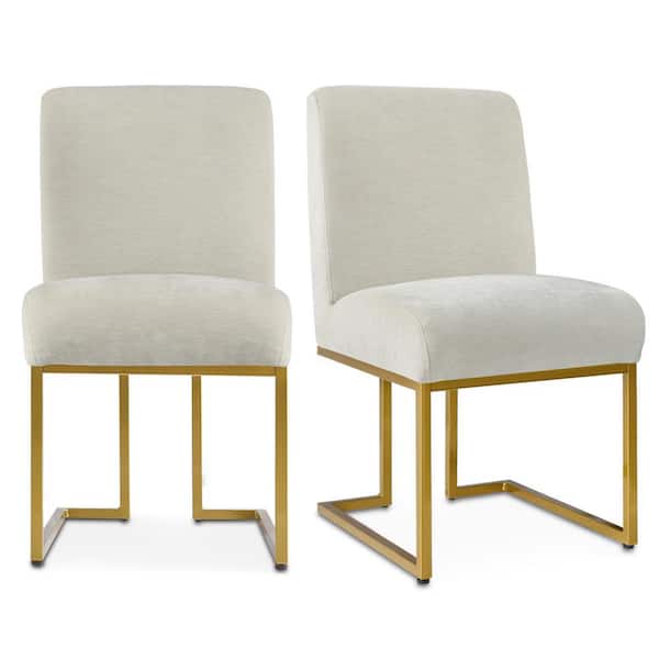 Elevens Velvet Sled Base Dining Chairs Beige (Set of 2) MASON-CHAIR ...