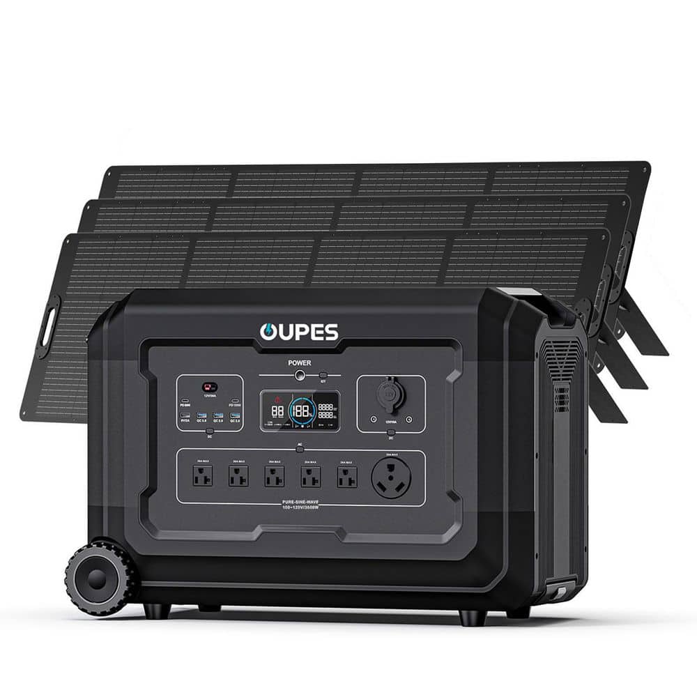 OUPES 3600-Watt Output/7000-Watt Peak Mega 3-Solar Generator Plus, 3 ...