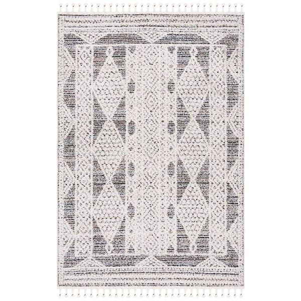 SAFAVIEH Chapel 8 ft. x 10 ft. Black/Ivory Geometric High-Low Area Rug ...