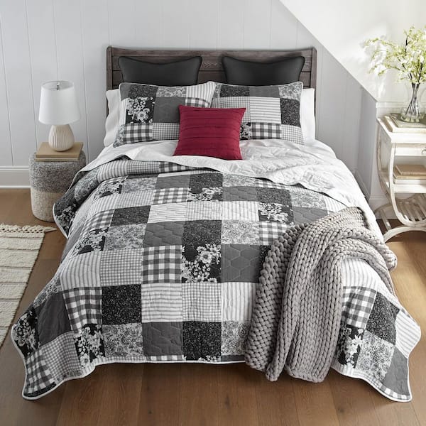 DONNA SHARP Indiana Farmhouse 3-Pieces Black and White Cotton Queen ...