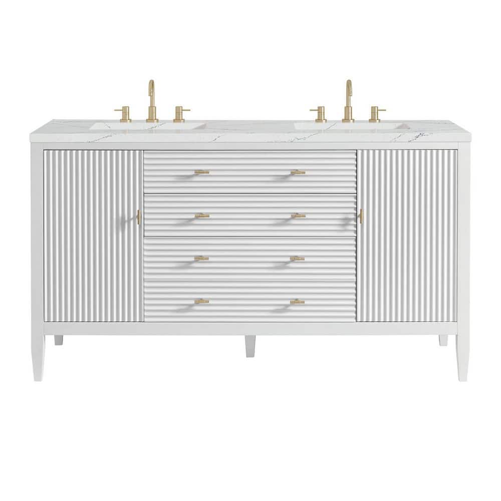 James Martin Vanities Myrrin 60 in. Double Bath Vanity in Bright White ...