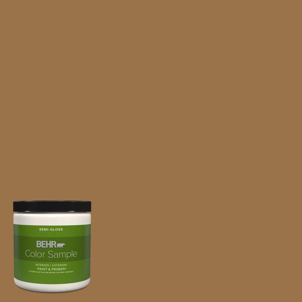 BEHR PREMIUM PLUS 8 oz. #PPU4-17 Olympic Bronze Semi-Gloss Interior ...