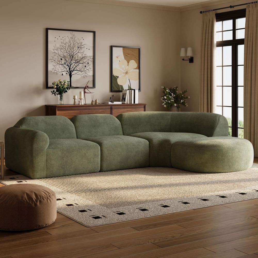 CHRISTOPHER KNIGHT HOME Fiona 111.02 in. Polyester Upholstery L-Shaped ...