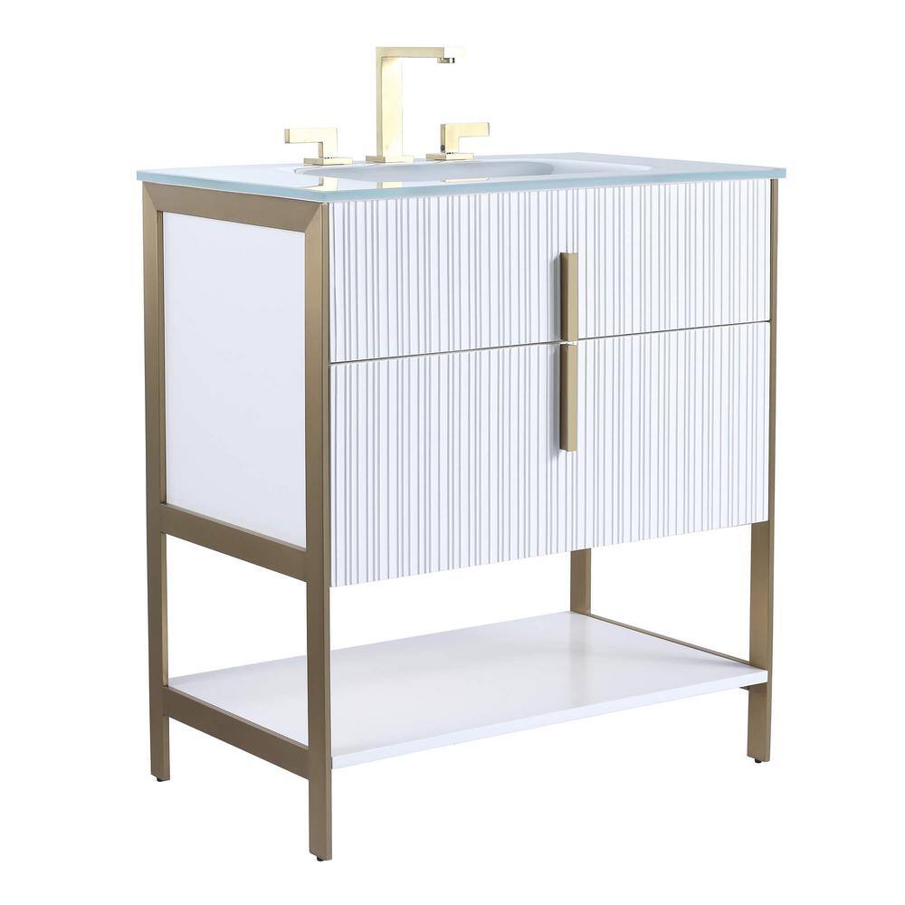 FINE FIXTURES 30 in. W x 18 in. D x 33.5 in. H Bath Vanity in White ...