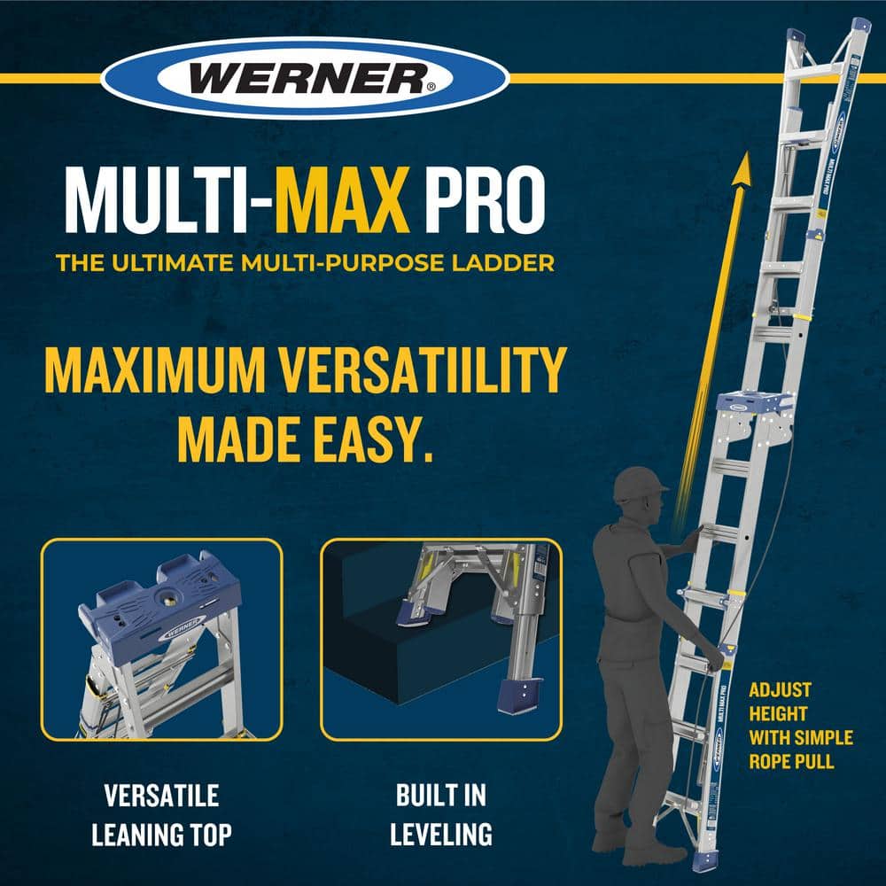 Buy 20 ft. Reach Aluminum Multi-Max Pro Multi-Position Ladder, 375 lbs ...