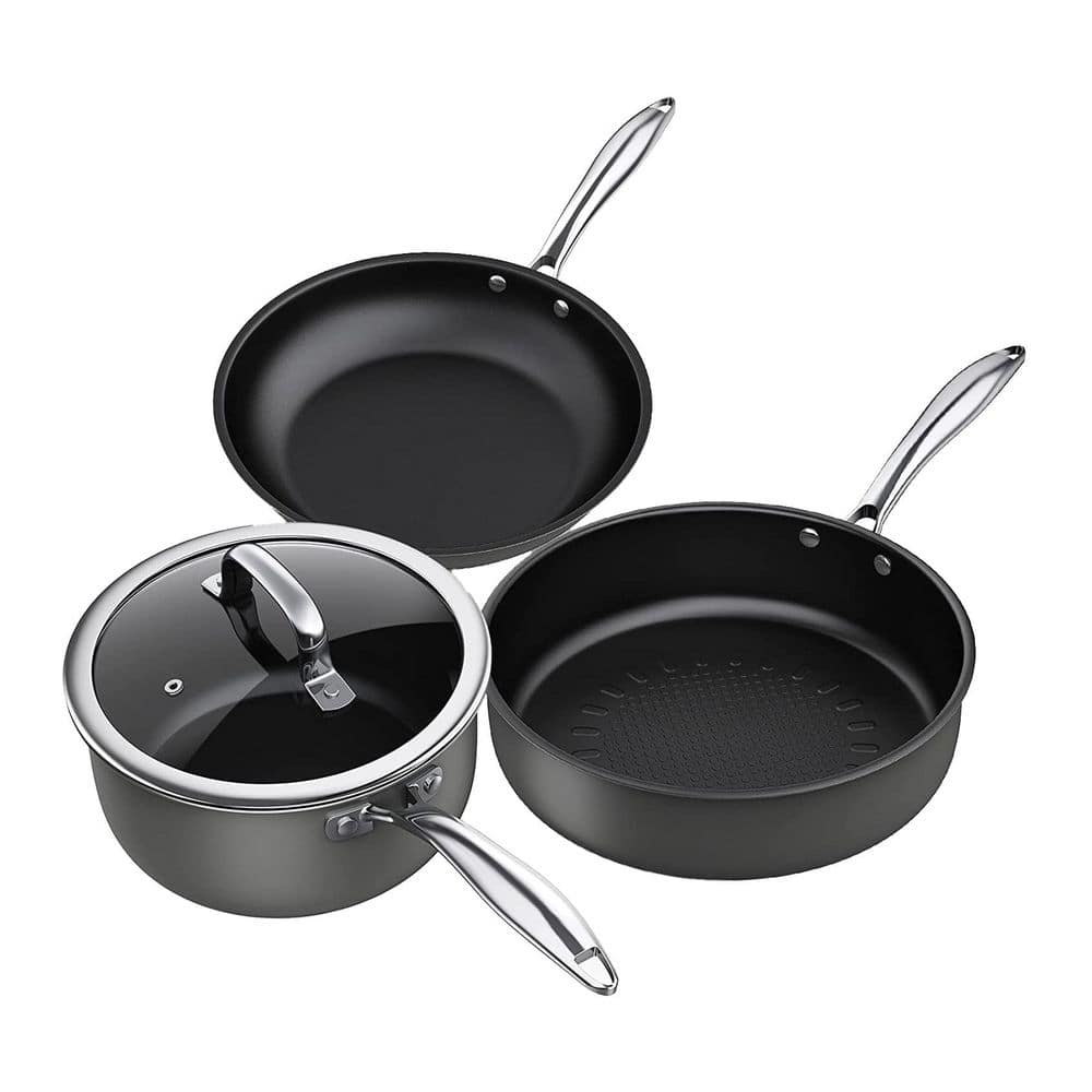 Stainless Steel Induction Cookware Nonstick Pots and Pans Set 4pcs Oven ...