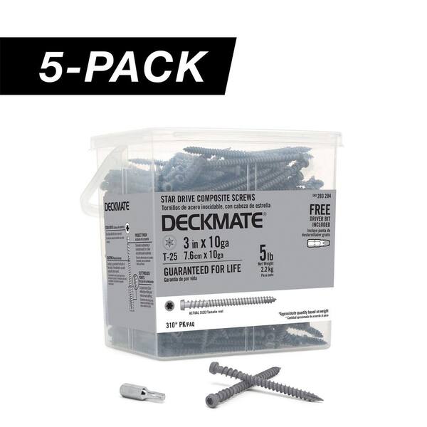 Reviews for DECKMATE 5-Pack #10 x 3 in. Gray Star Drive Pan-Head ...