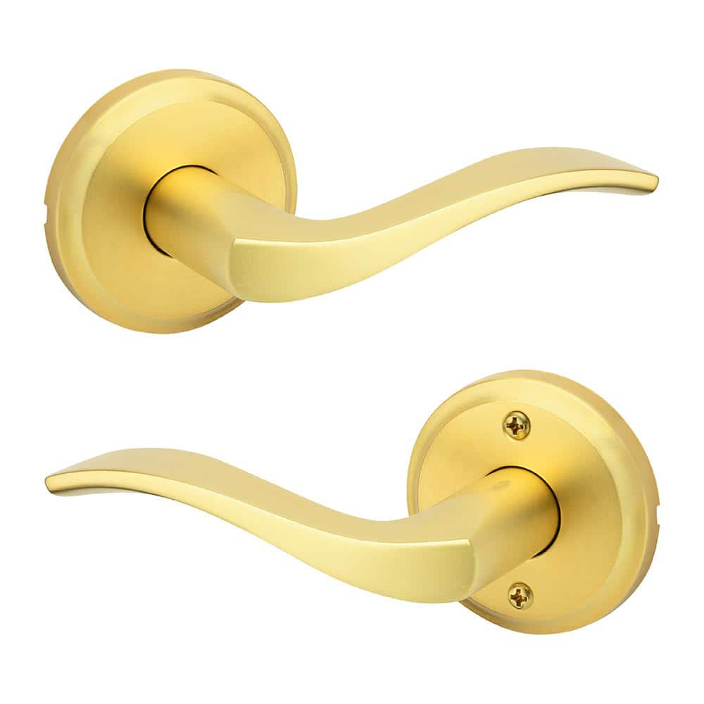 Kwikset Sedona Satin Brass Hall Closet Door Handle with Microban ...
