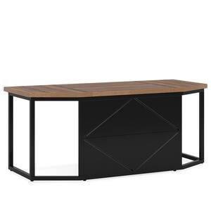 BYBLIGHT Capen 70.8 in. Rectangular Brown Engineered Wood Computer Desk ...