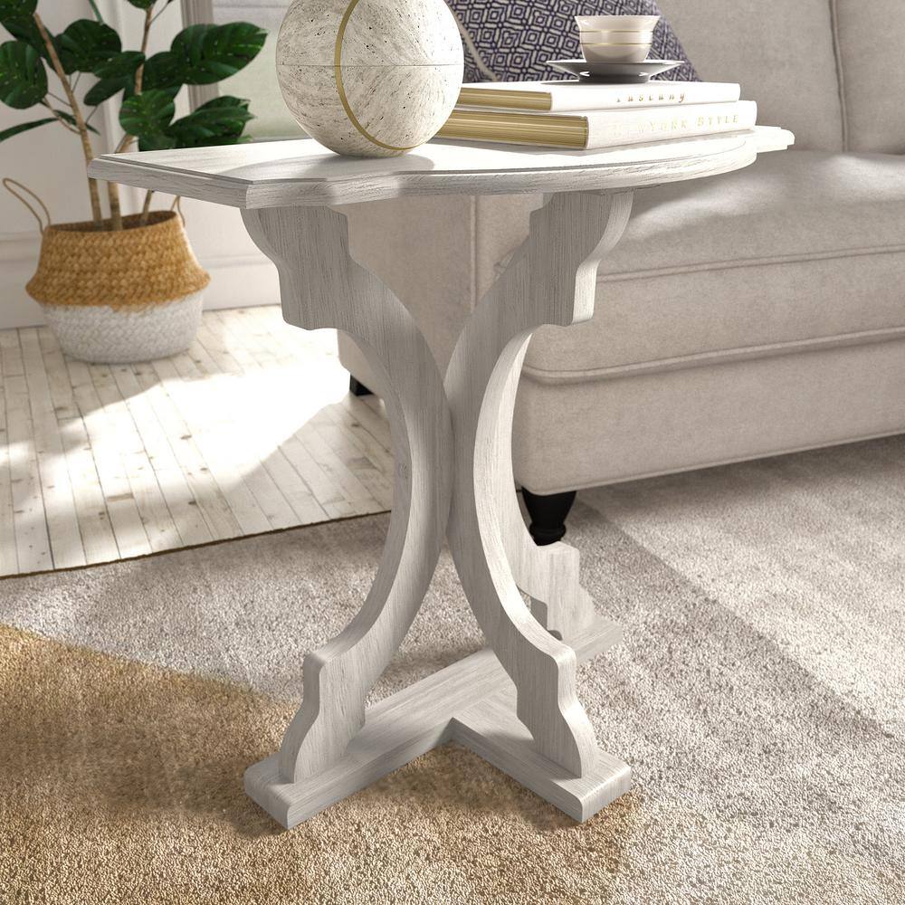 GALANO Doynton 23.6 in. W White 22.8 in. H Half Moon Solid Wood Side ...