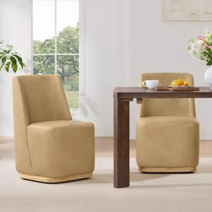 Spruce & Spring Oberon Camel Faux Leather Modern Dining Chairs with ...
