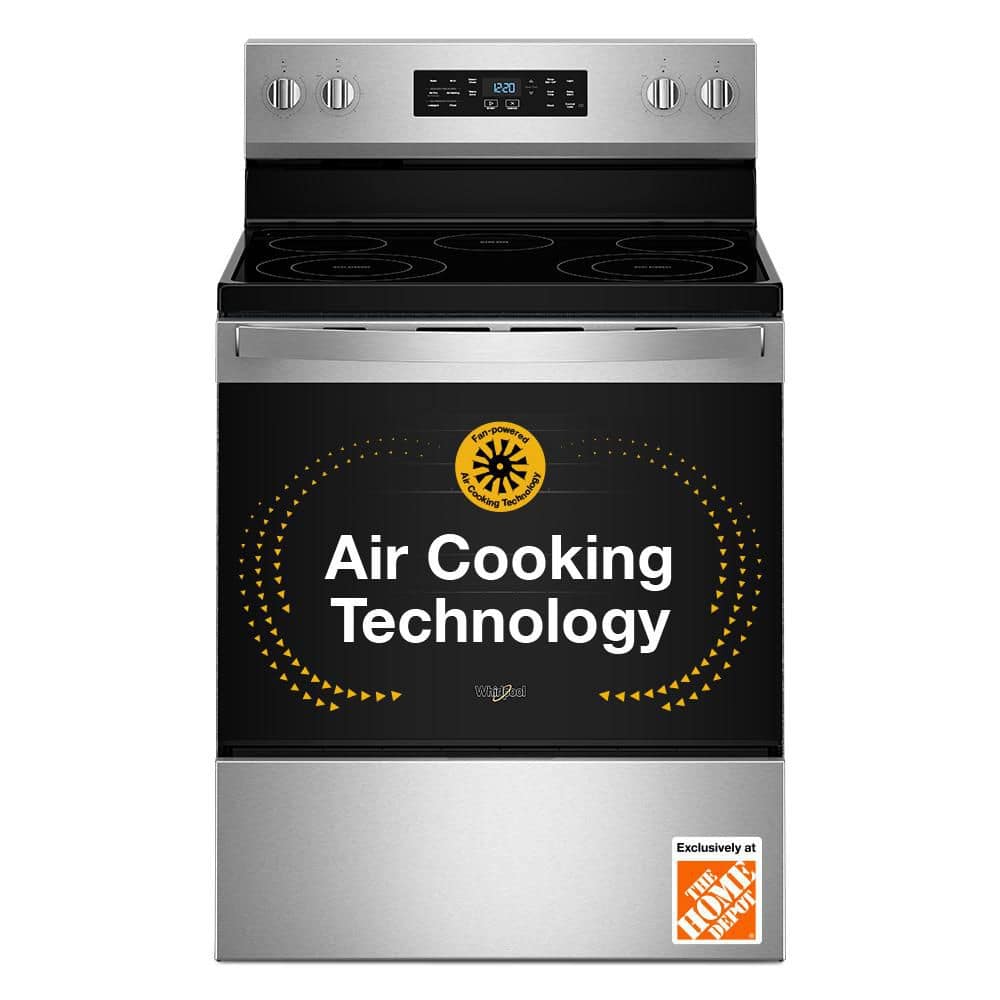 Whirlpool 30 in. 5 Element Freestanding Electric Range in Fingerprint ...