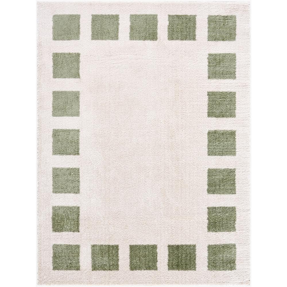 Livabliss Fossay Shag Green 3 ft. x 7 ft. Modern Indoor Area Rug ...