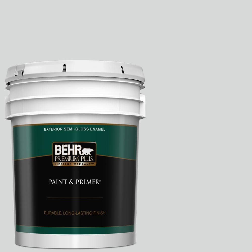 BEHR PREMIUM PLUS 5 gal. #MQ3-25 Gray Shimmer Semi-Gloss Enamel ...