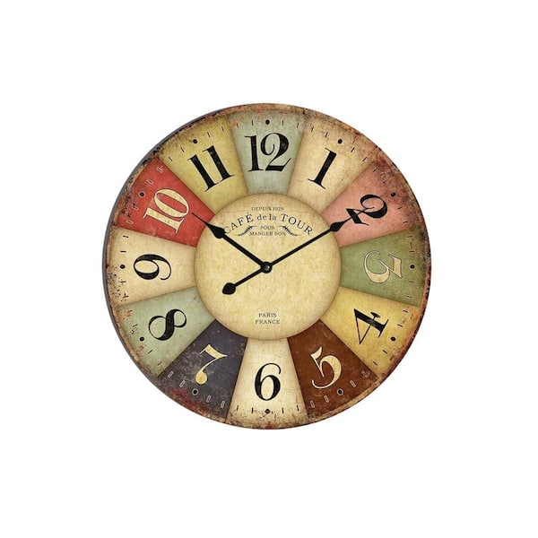 Multicolor Analog MDF Silent Wall Clock HDCBRT923J - The Home Depot