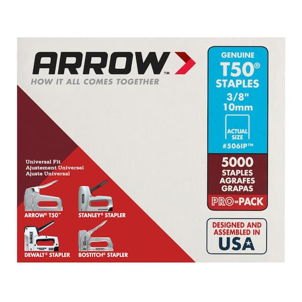 Arrow T50 3/8 in. Leg x 3/8 in. 506IP Galvanized, Med. Crown, Divergent ...