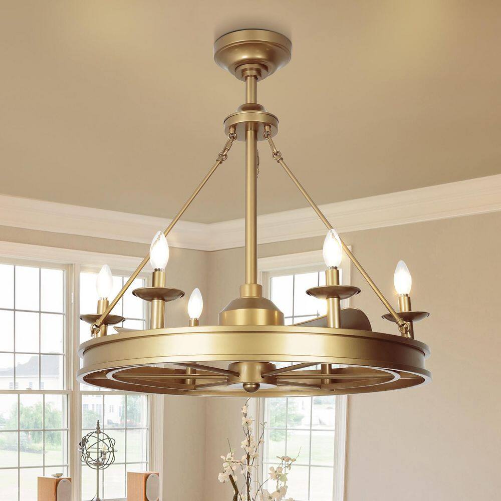 Ltemziiy 30 in. Indoor Farmhouse Gold Ceiling Fan with Lights, 6 Lights ...