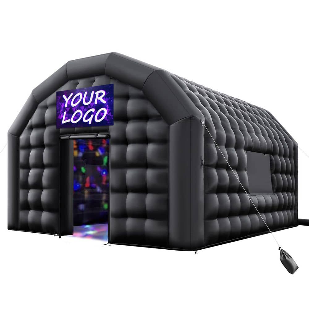 VEVOR 16.4 ft. x 17.72 ft. Black Inflatable Nightclub, Party Tent with 680W Blower and Sandbag ...