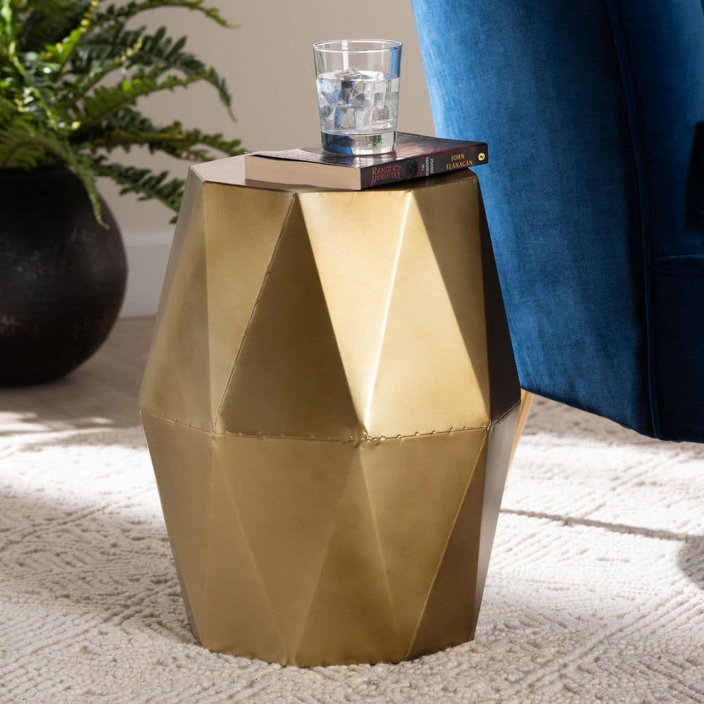 Baxton Studio Salman 14.2 in. Bronze Octagon Metal End Table 259-14288 ...