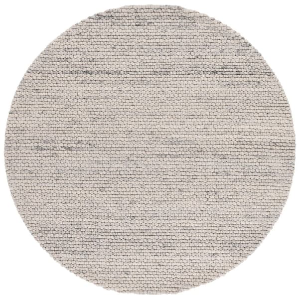 SAFAVIEH Marbella 6 ft. x 6 ft. Gray Faded Solid Round Area Rug MRB251F ...