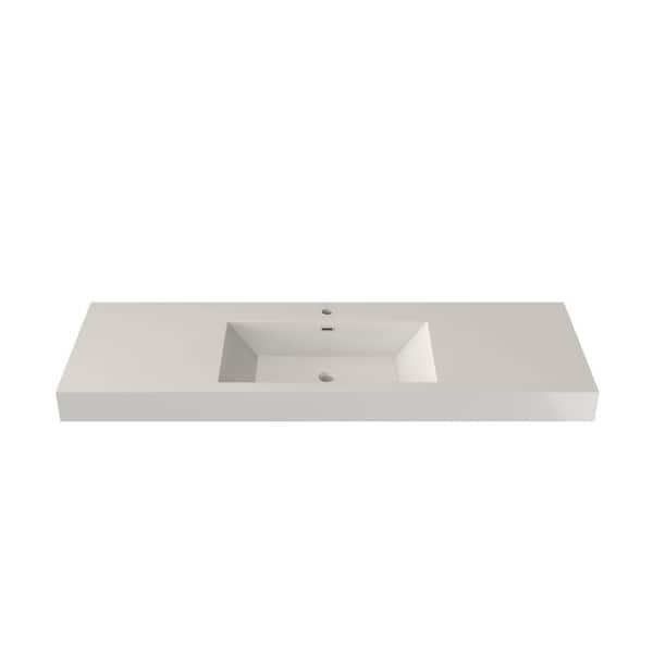 SJ STAR&JANE 59 x 20 in. SMC Wall Mount Bathroom Double Vessel Sink ...