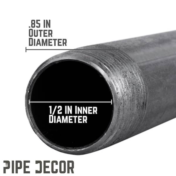 PIPE DECOR 1/2 in. x 42 in. Black Industrial Steel Grey Plumbing Pipe ...