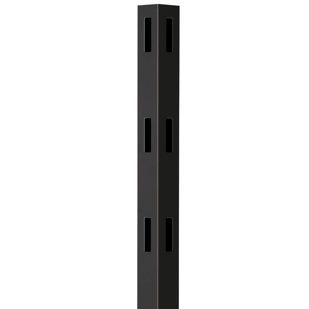 Veranda 5 in. x 5 in. x 7 ft. Black Vinyl Ranch 3-Rail Corner Post ...