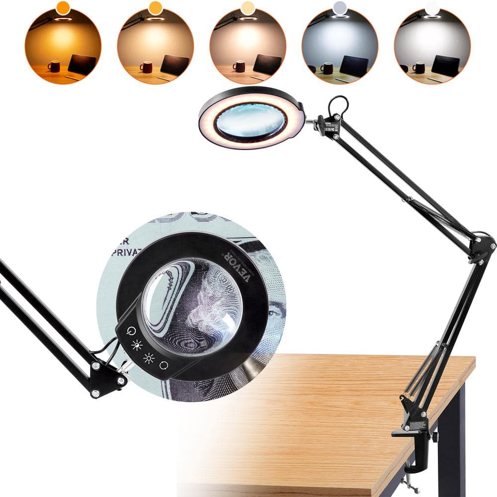 VEVOR LED Magnifying Glass with Light and Stand, 5X Magnifying Lamp, 4. ...