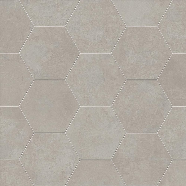 Corso Italia Hexagon Fog Matte 8.5 in. x 10 in. Concrete Look Porcelain ...