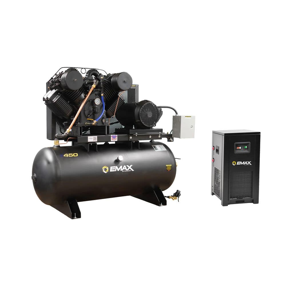 EMAX Industrial E450 Series 120 Gal. 175 psi 20HP 82CFM 3-Phase 230V 2 ...