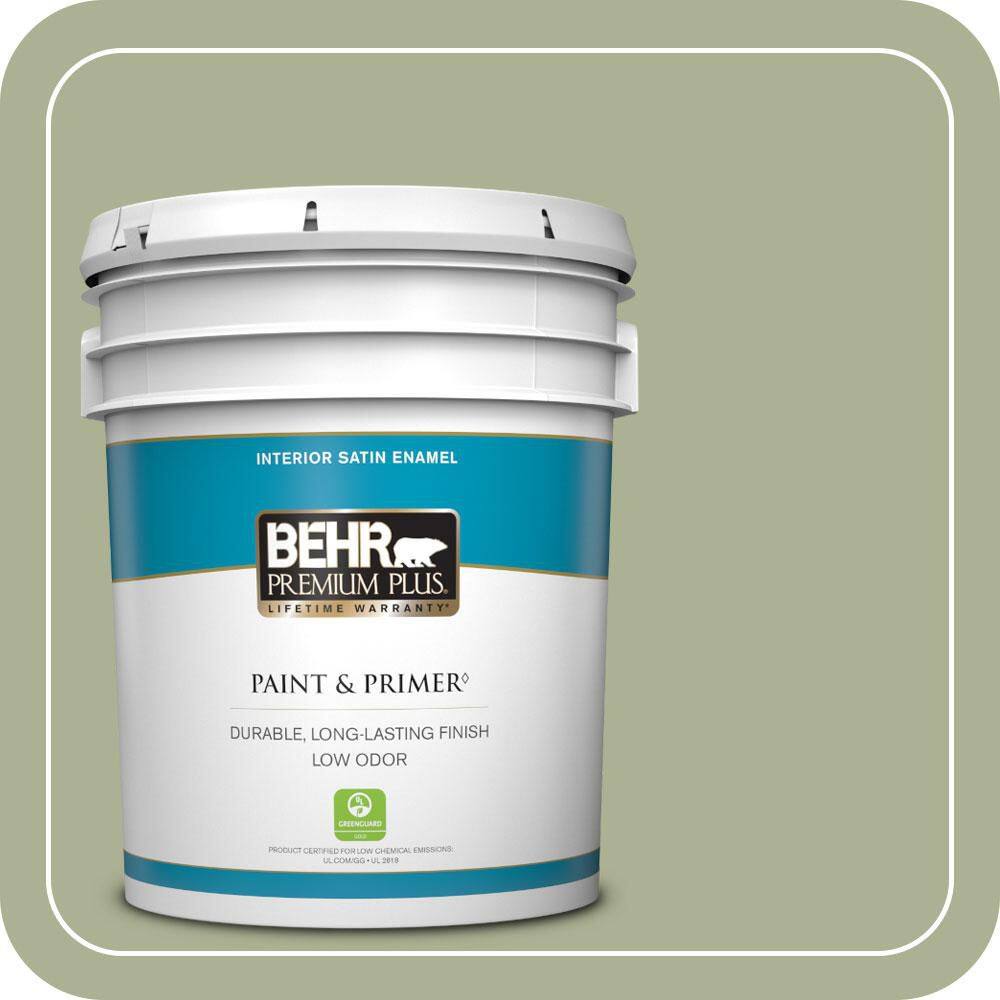 BEHR PREMIUM PLUS 5 gal. #PPU10-06 Spring Walk Satin Enamel Low Odor ...